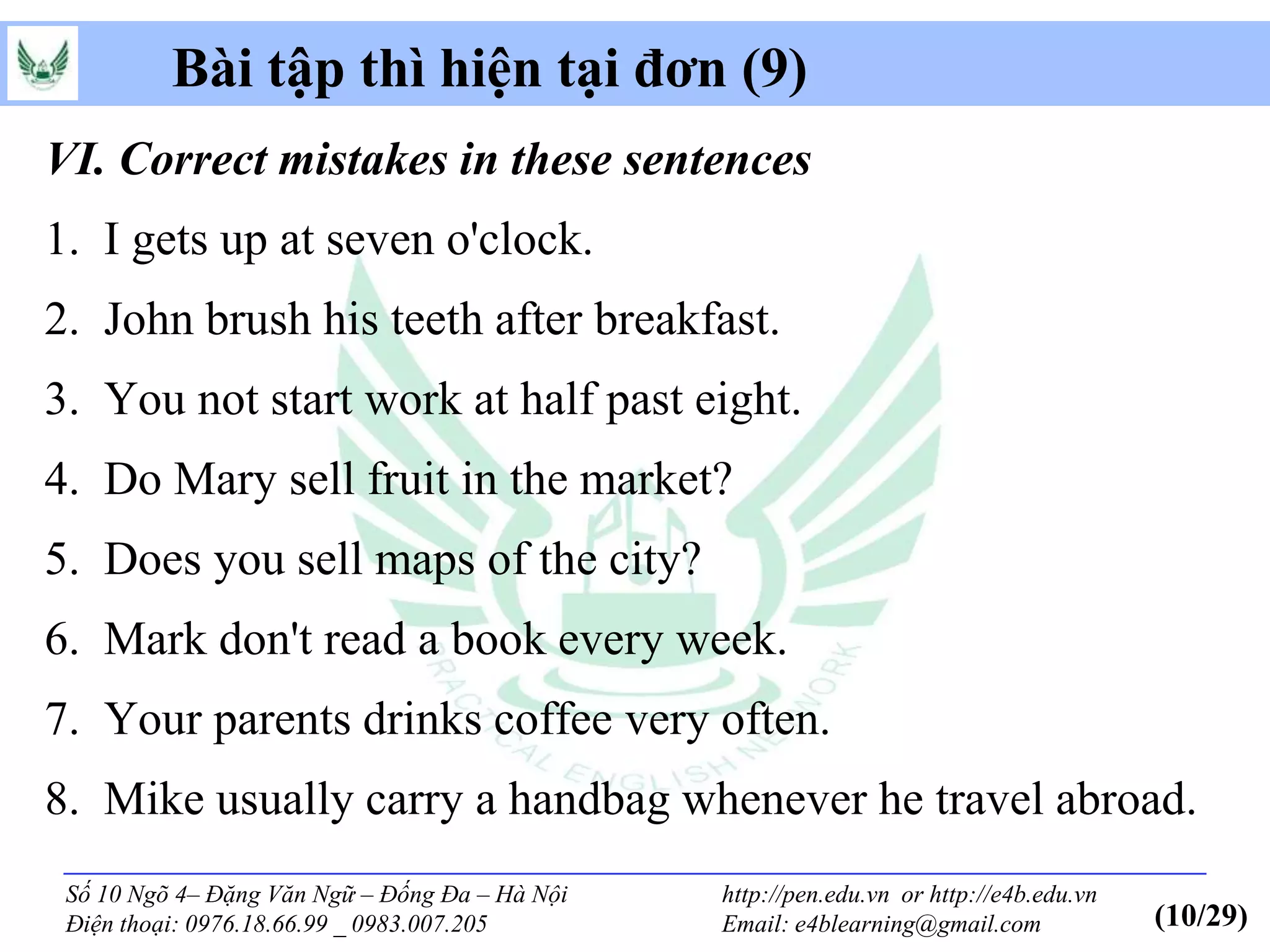 1.present simple and continuous bai tap | PPTX