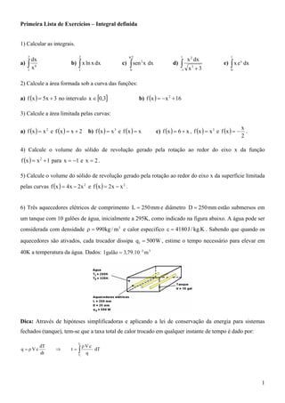 Exercícios de Integral Definida | PDF