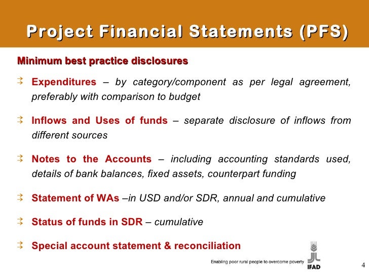 project financial statements and quarterly reporting