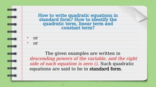 Quadratic Equation intro (Grade 9 - Lesson 1).pptx