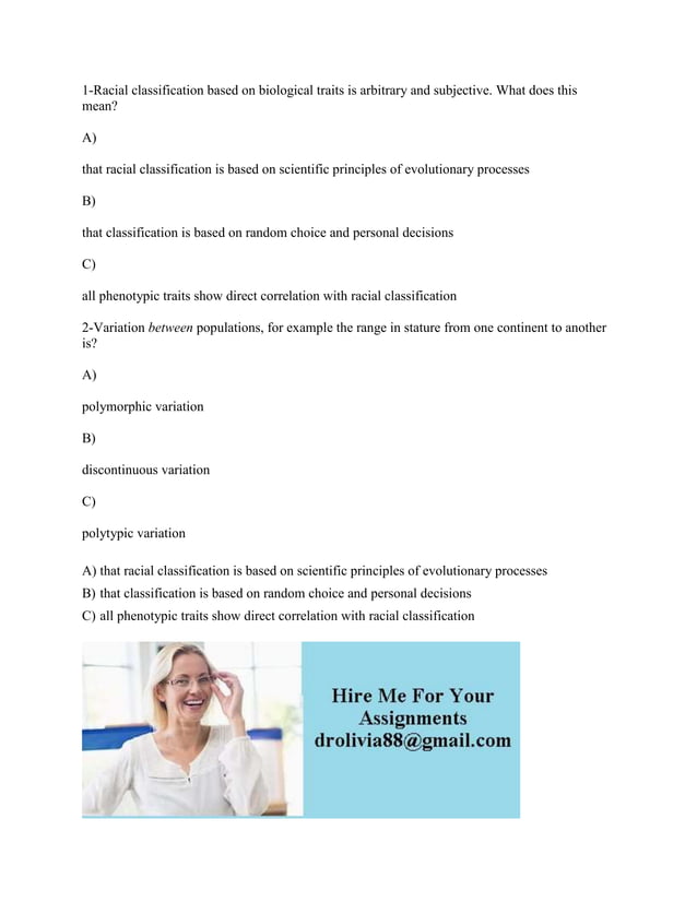 1-Racial classification based on biological traits is arbitrary and su.docx