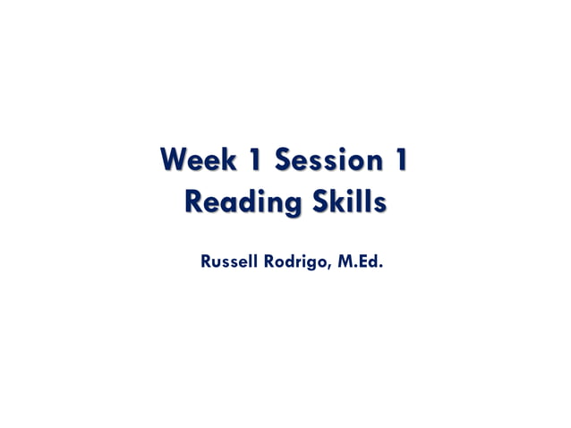 Week 1.1 Reading Skills | PPT