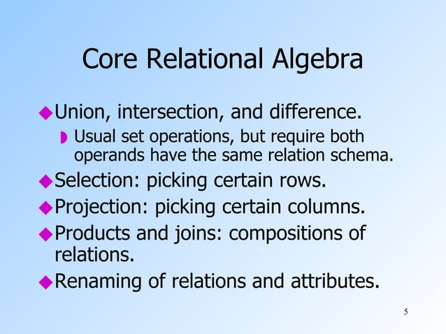 Relational Algebra | PPT