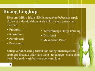 ruang lingkup ekonomi mikro islam | PPTX