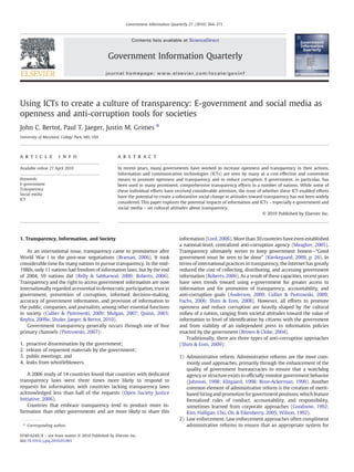 E-Government and Social Media as openess and anti-corruption tools | PDF