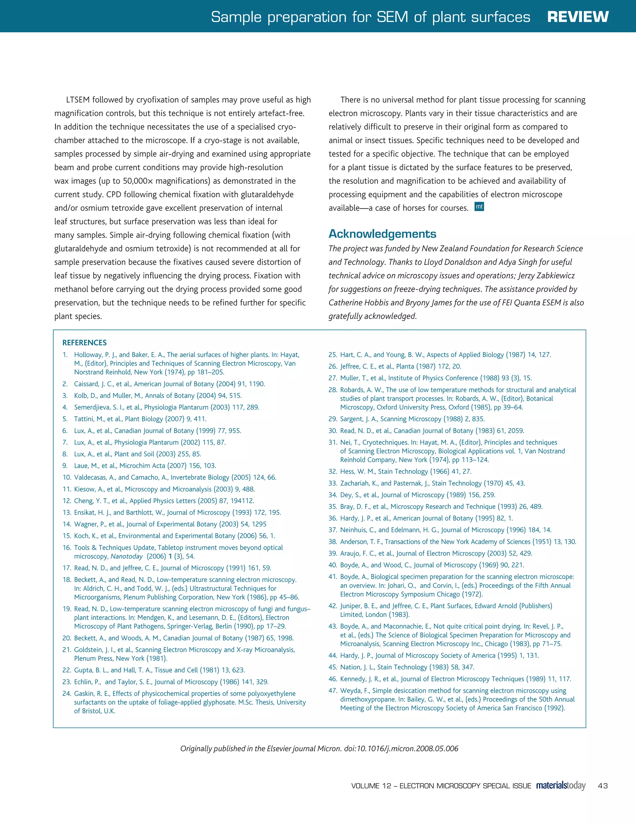 sample preparation of sem for plant smaples | PDF