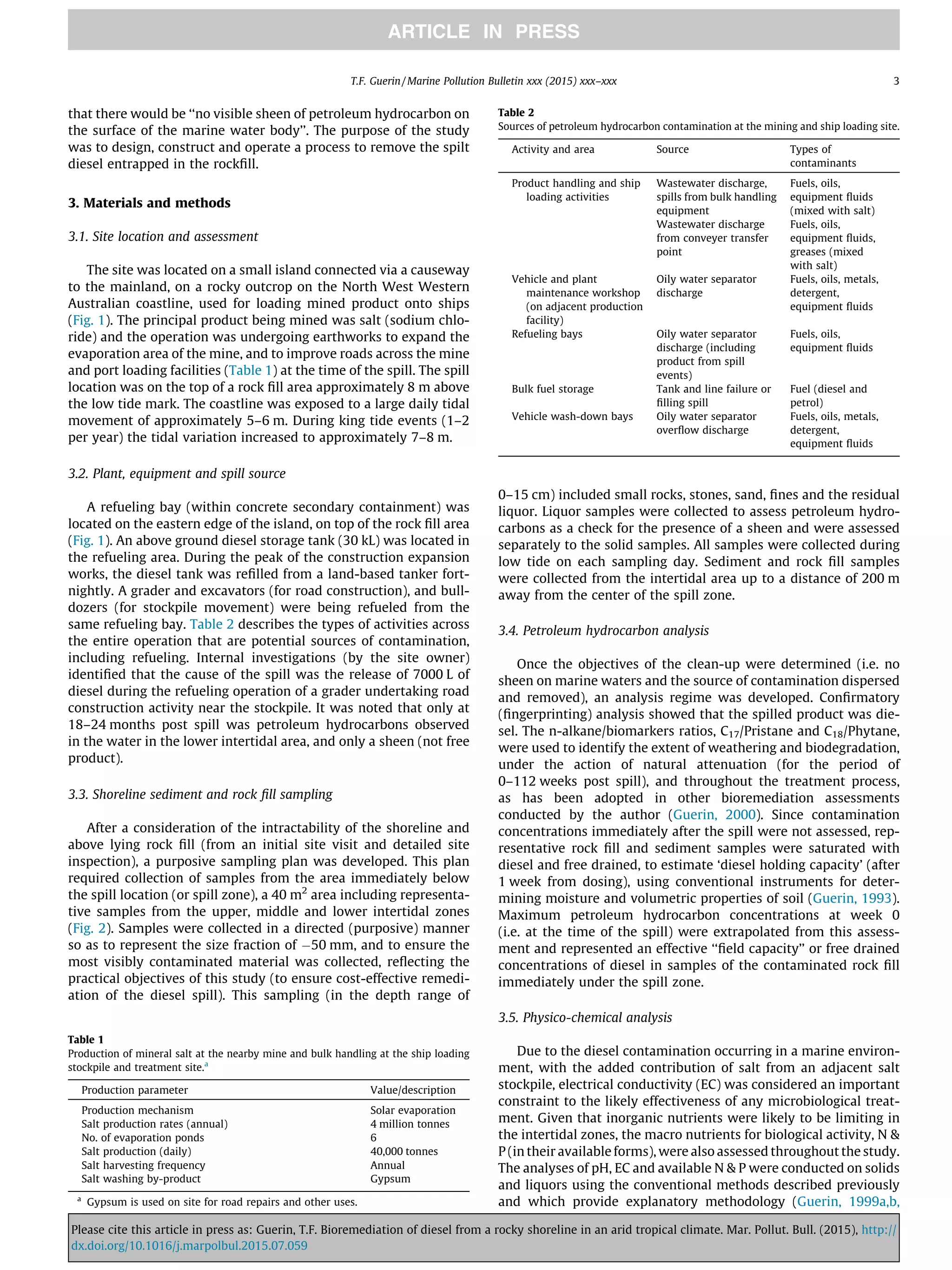 Bioremediation of diesel from a rocky shoreline in an arid tropical ...
