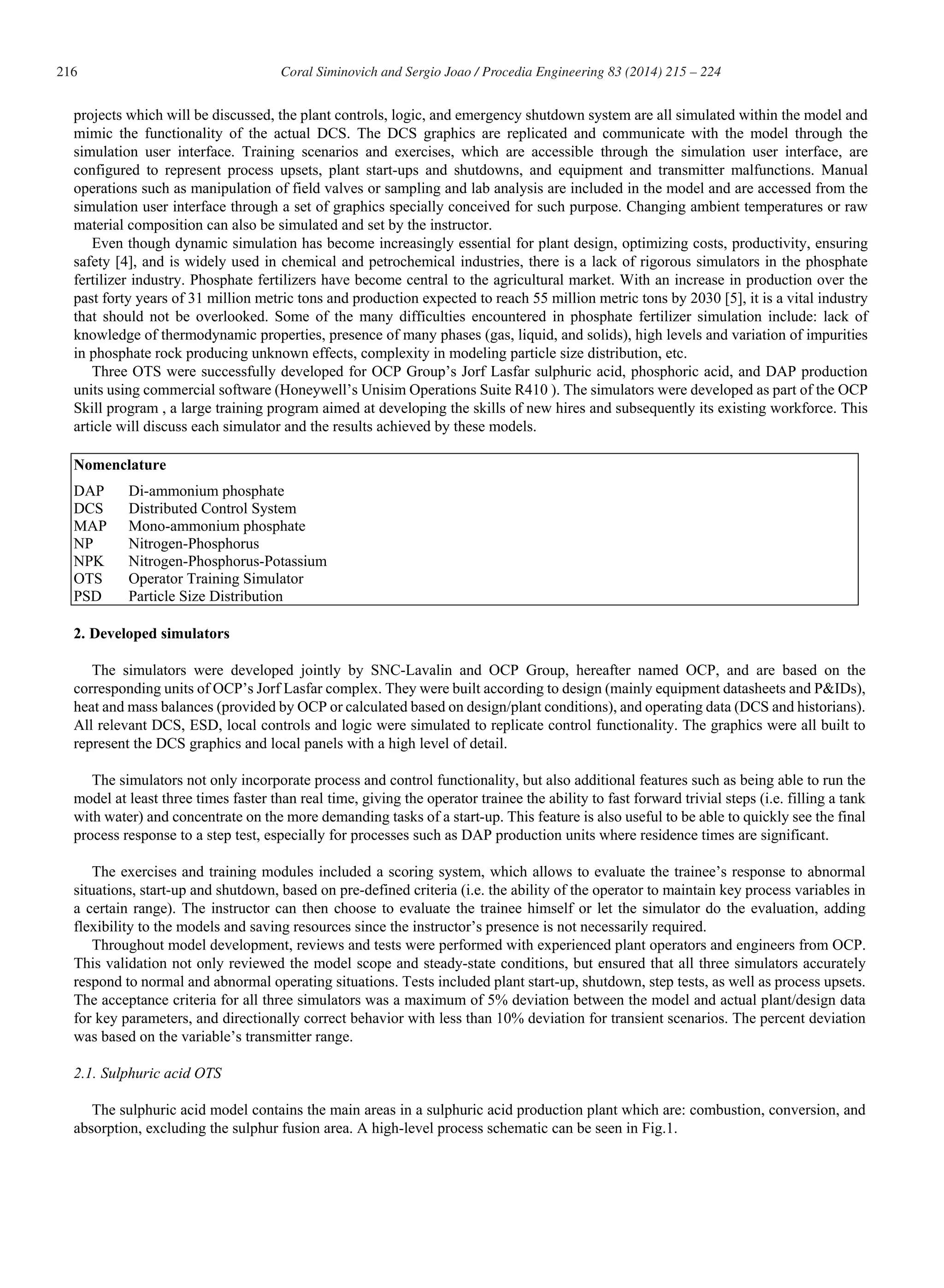 Dynamic operator training simulators for sulphuric acid, phosphoric acid, and DAP production ...
