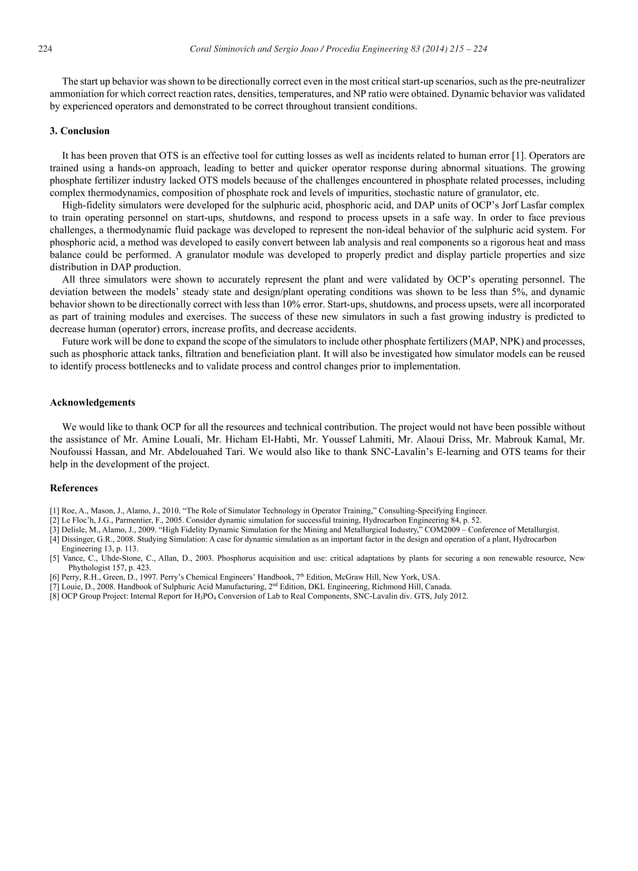 Dynamic operator training simulators for sulphuric acid, phosphoric acid, and DAP production ...