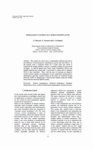 Intelligent Control of a Robot Manipulator | PDF | Robotics | Technology & Computing