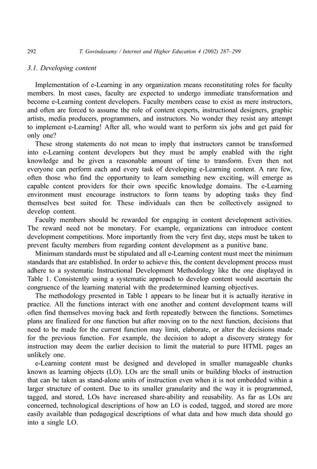 Successful implementation of e-Learning Pedagogical considerations.Thavamalar Govindasamy | PDF