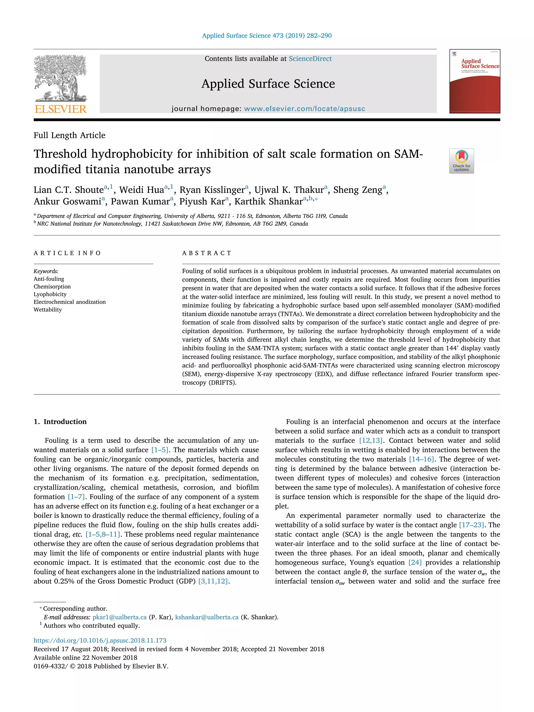 Threshold hydrophobicity for inhibition of salt scale formation on ...
