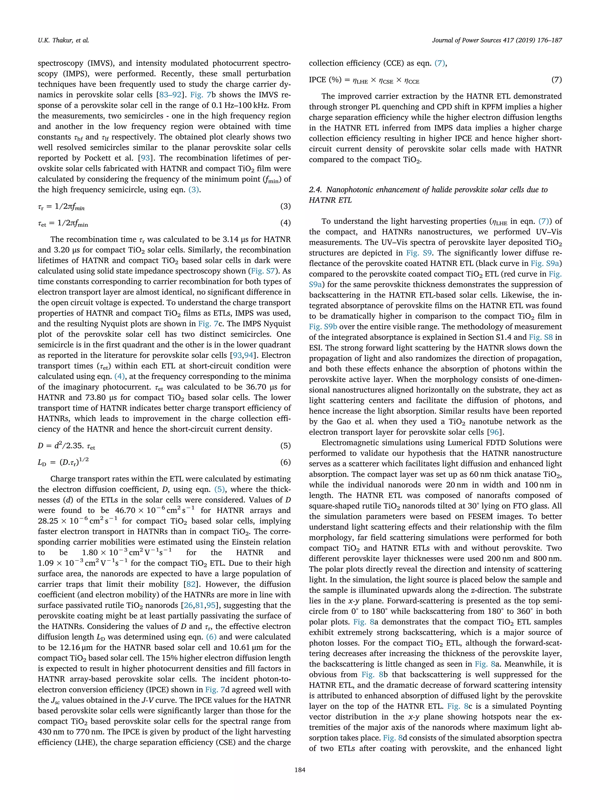 Nanophotonic Enhancement And Improved Electron Extraction In Perovskite Solar Cells Using Near