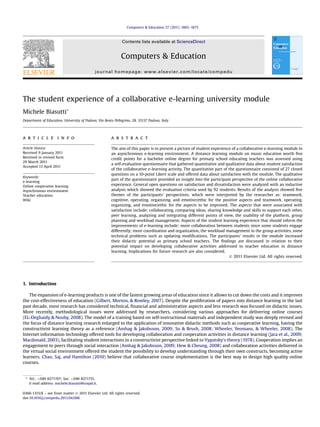 The student experience of a collaborative e-learning university module. Michele Biasutti | PDF