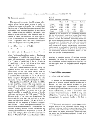 Scenario generation and stochastic programming models for asset ...