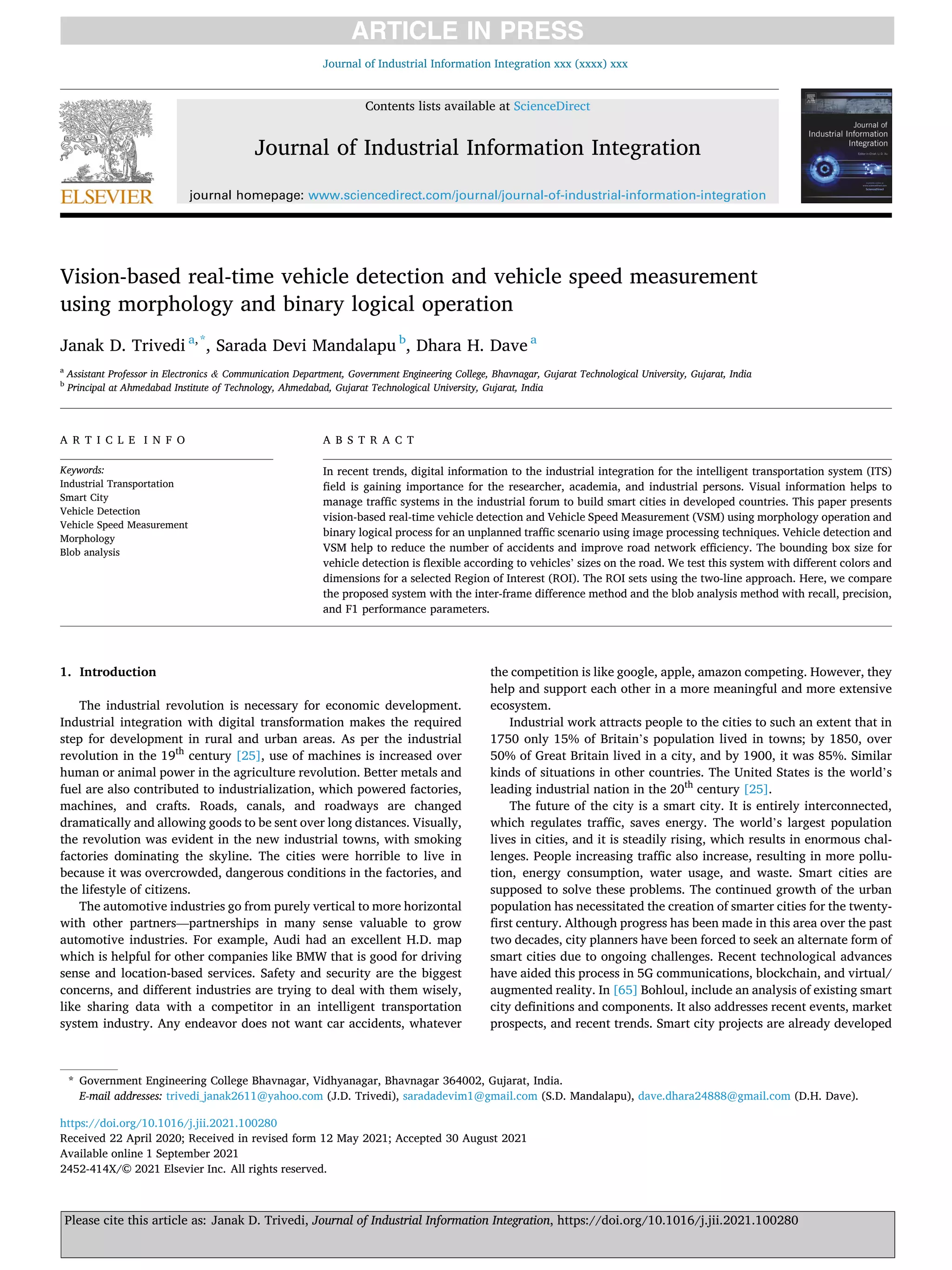 Vision-based real-time vehicle detection and vehicle speed measurement ...