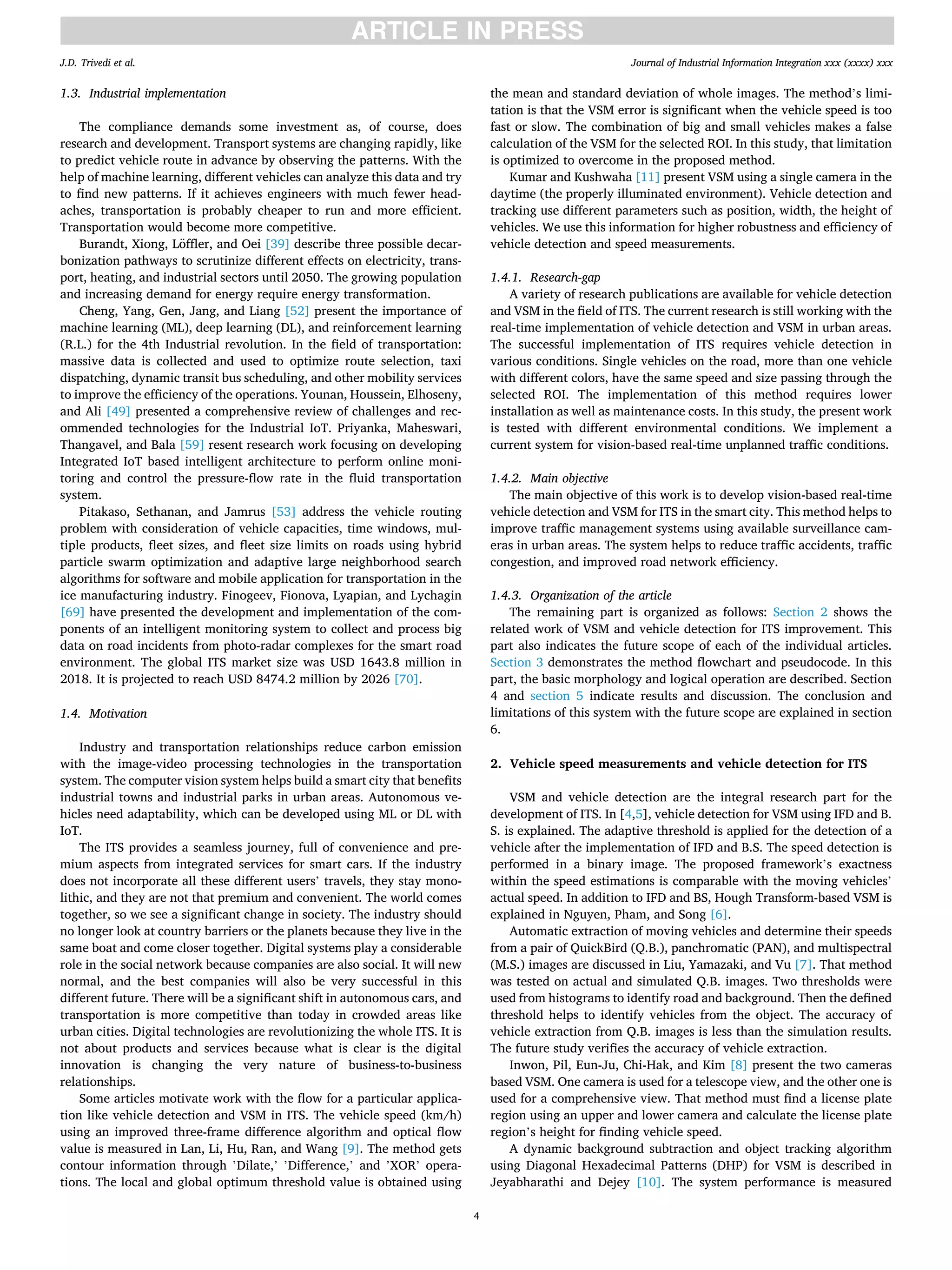 Vision Based Real Time Vehicle Detection And Vehicle Speed Measurement Using Morphology And