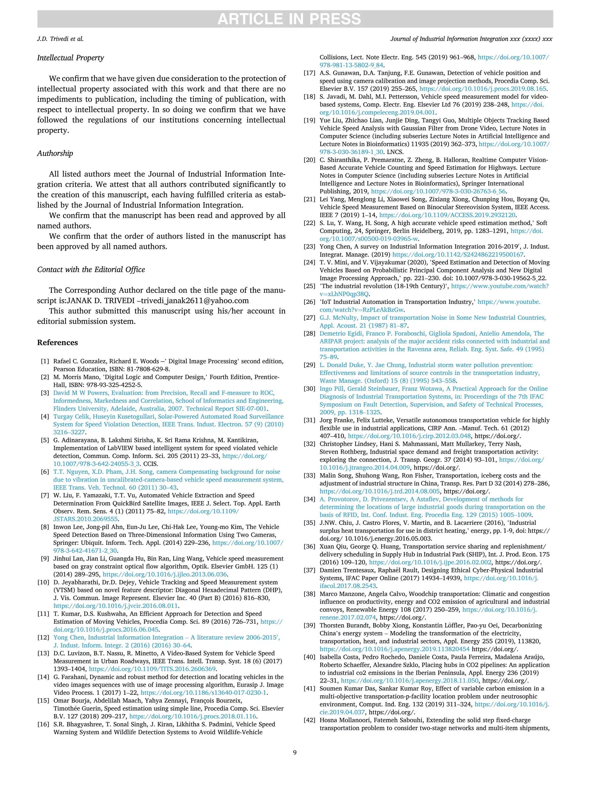 Vision Based Real Time Vehicle Detection And Vehicle Speed Measurement Using Morphology And