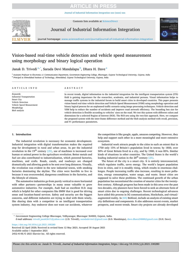 Vision-based real-time vehicle detection and vehicle speed measurement ...