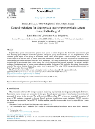 Control technique for single phase inverter photovoltaic system ...
