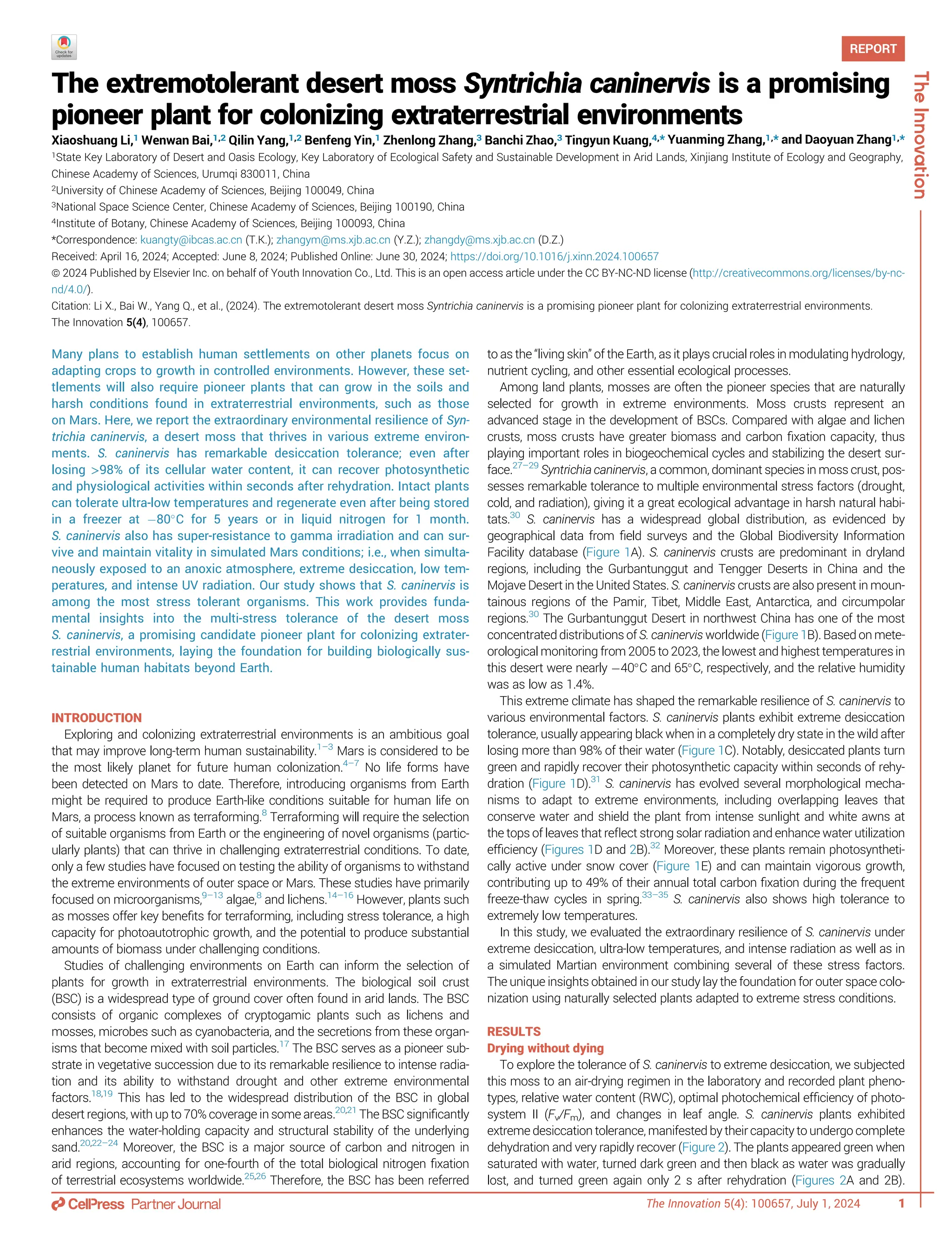 The extremotolerant desert moss Syntrichia caninervis is a promising ...