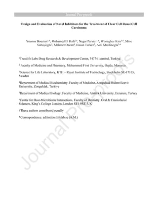 Article - Design and evaluation of novel inhibitors for the treatment ...