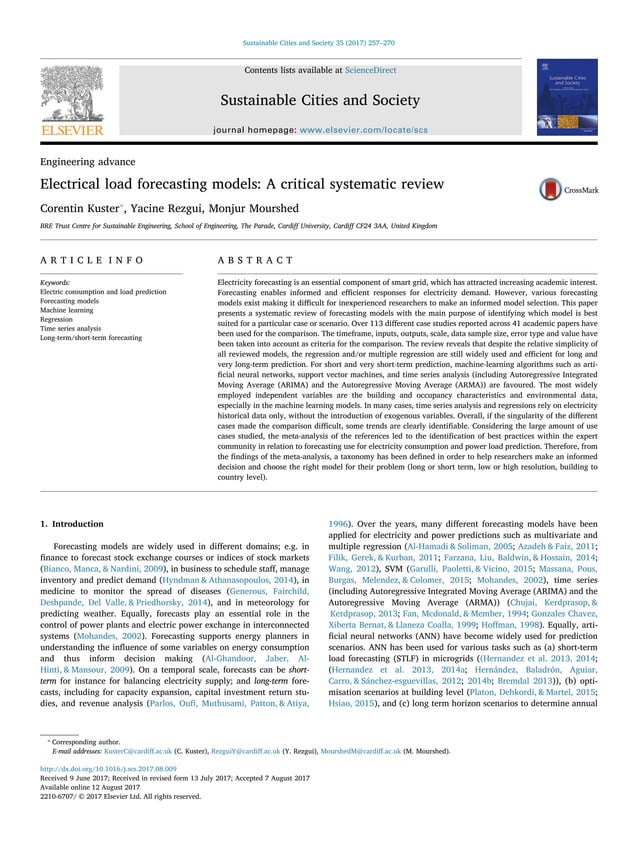 A Critical Review Of Energy Forecasting Methods Pdf
