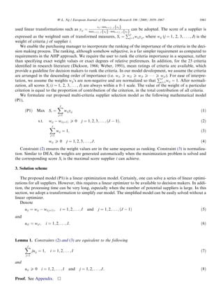 An efficient and simple model for multiple criteria supplier selection problem | PDF | Logistics ...