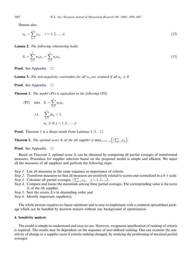 An Efficient And Simple Model For Multiple Criteria Supplier Selection Problem Pdf Logistics