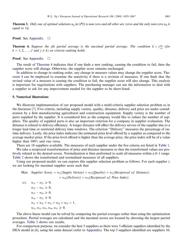 An efficient and simple model for multiple criteria supplier selection problem | PDF | Logistics ...