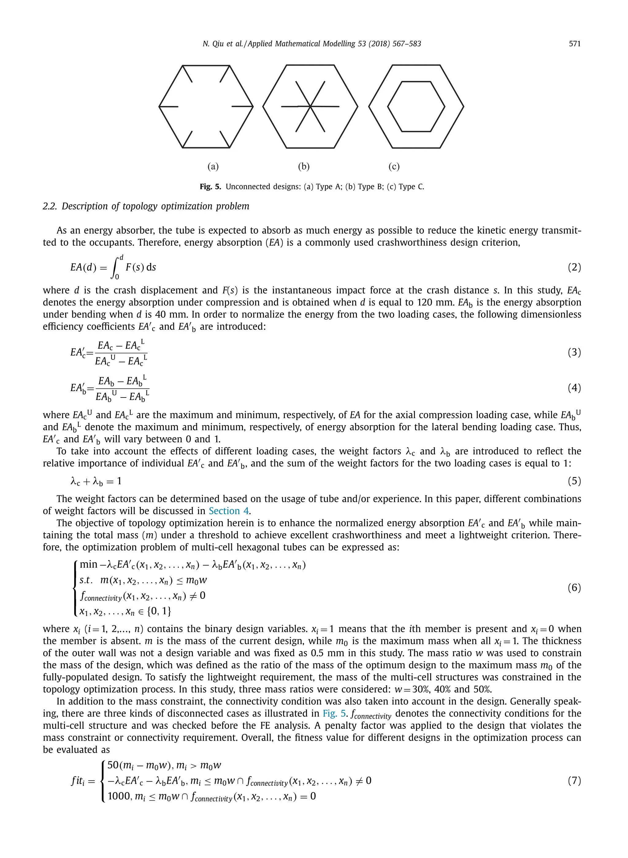 Topological design of multi-cell hexagonal tubes under axial and lateral loading cases using a ...