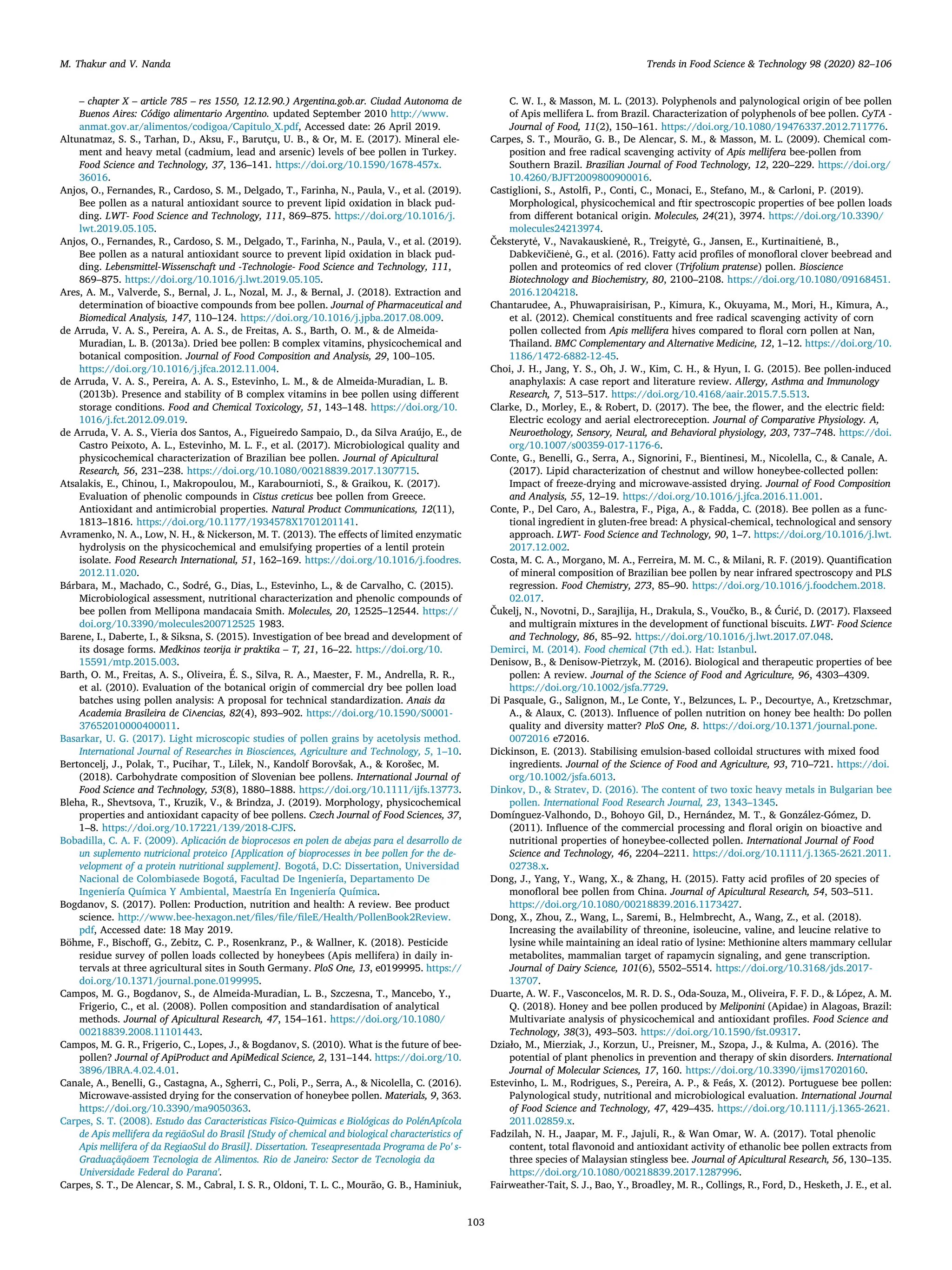 Composition and functionality of bee pollen: A review | PDF