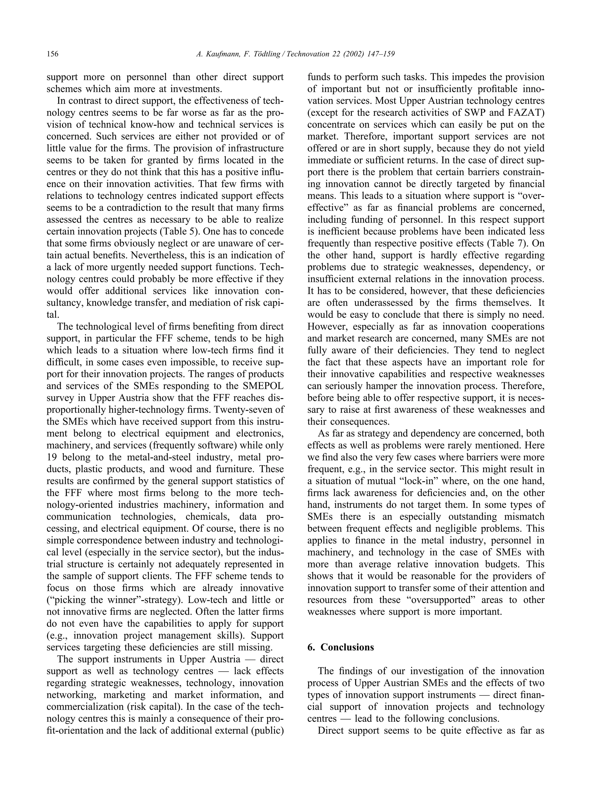 How effective is innovation support for SMEs? An analysis of the region of Upper Austria | PDF