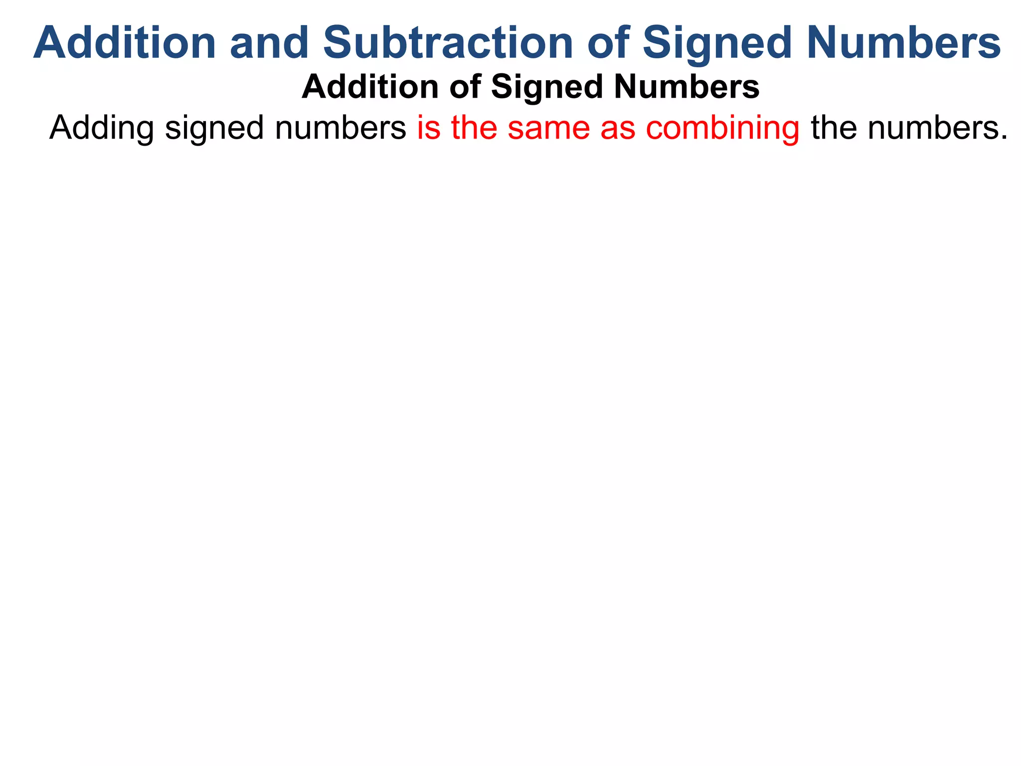 1 s2 addition and subtraction of signed numbers | PPTX