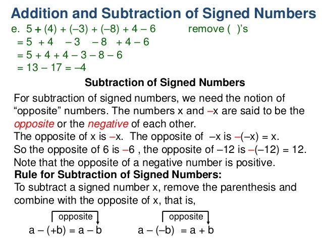 1 s2 addition and subtraction of signed numbers