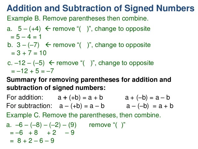 1 s2 addition and subtraction of signed numbers