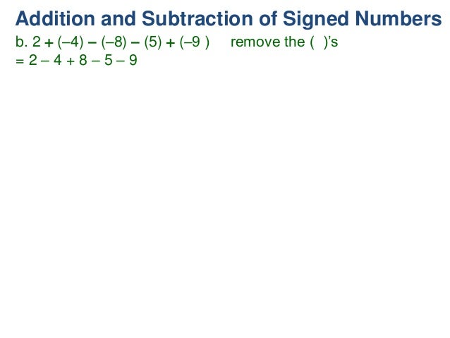 1 s2 addition and subtraction of signed numbers