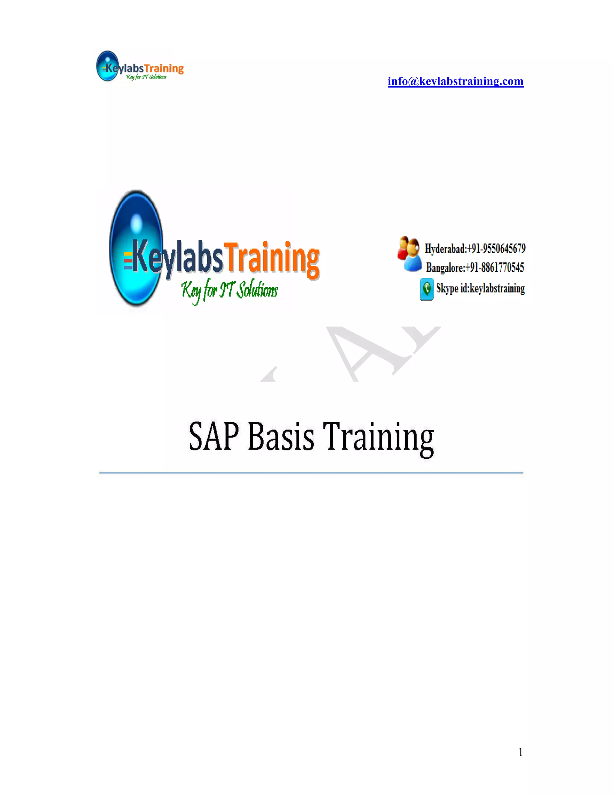SAP BASIS ONLINE TRAINING MATERIAL by Keylabs | PDF
