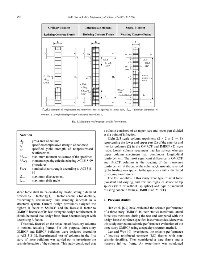 1 seismic behaviors of columns in ordinary and intermediate moment resisting concrete frames | PDF
