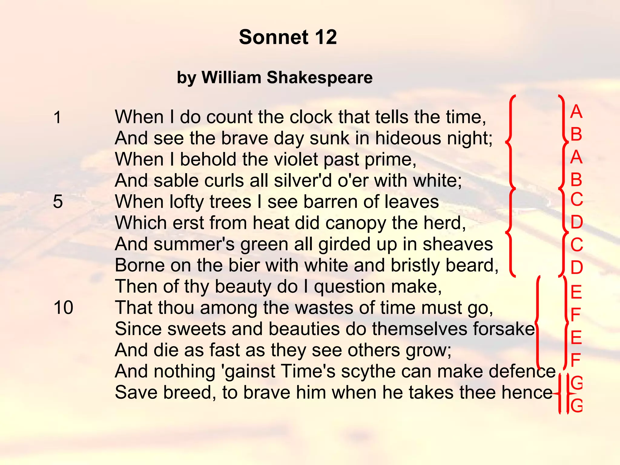 1 shakespeare - sonnet 12 | PPT