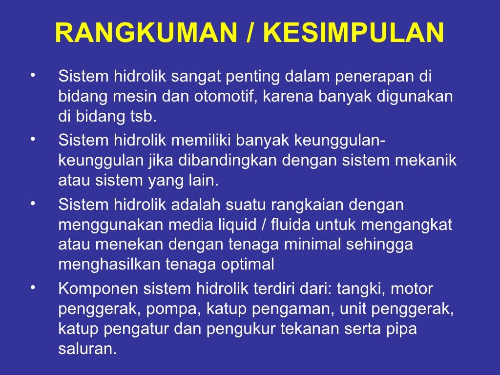 Sistem Hidrolik Pada Mesin