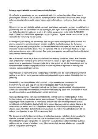 Spreektekst Johan Almekinders bij het voorstel harmonisatie fondsen | PDF