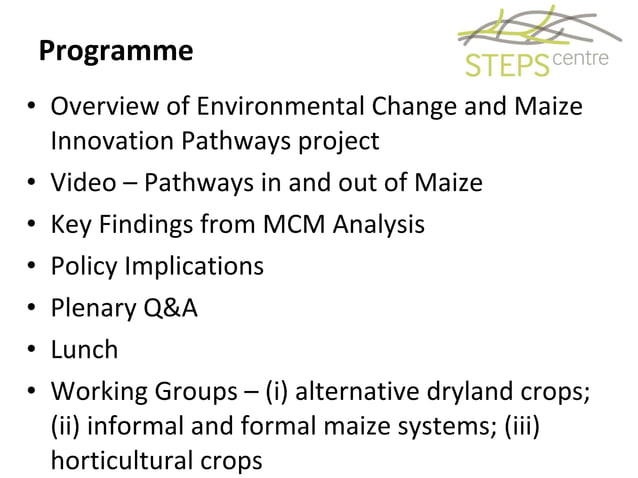Maize Pathways workshop presentation 1: Overview slides | PPT ...
