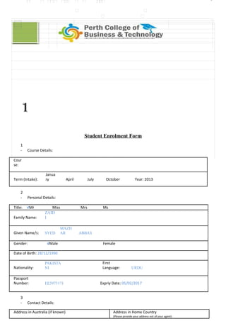 1 student-enrolment-form-jan-2013-1 | RTF | Educational Assessment ...