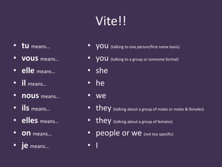 French Subject Pronoun WSM | PPTX