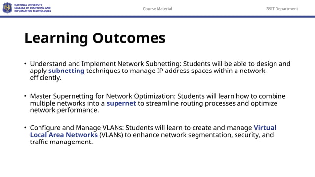 1 - Subnetting, Supernetting, and VLANs 1 (1).pptx | Computer Networking | Computing