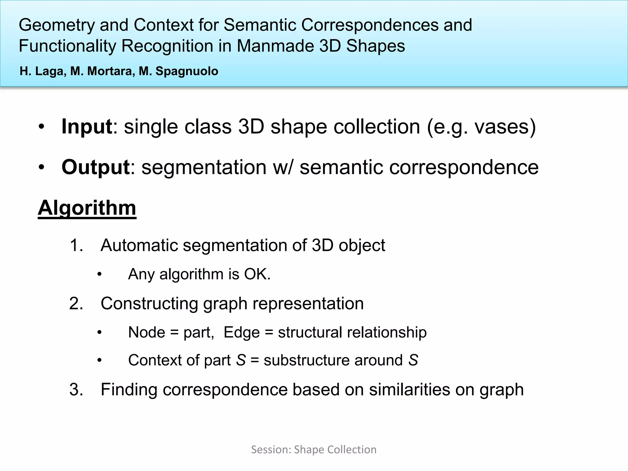 SIGGRAPH 2014 Preview -"Shape Collection" Session | PPT