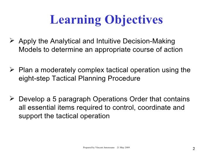 Police Tactical Decision Making & Planning