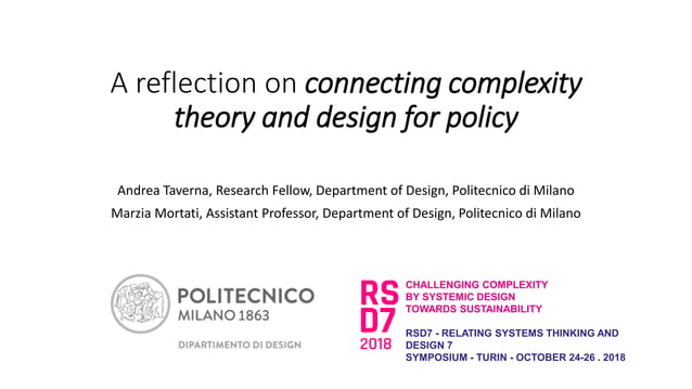A reflection on connecting complexity theory and design for policy | PPT