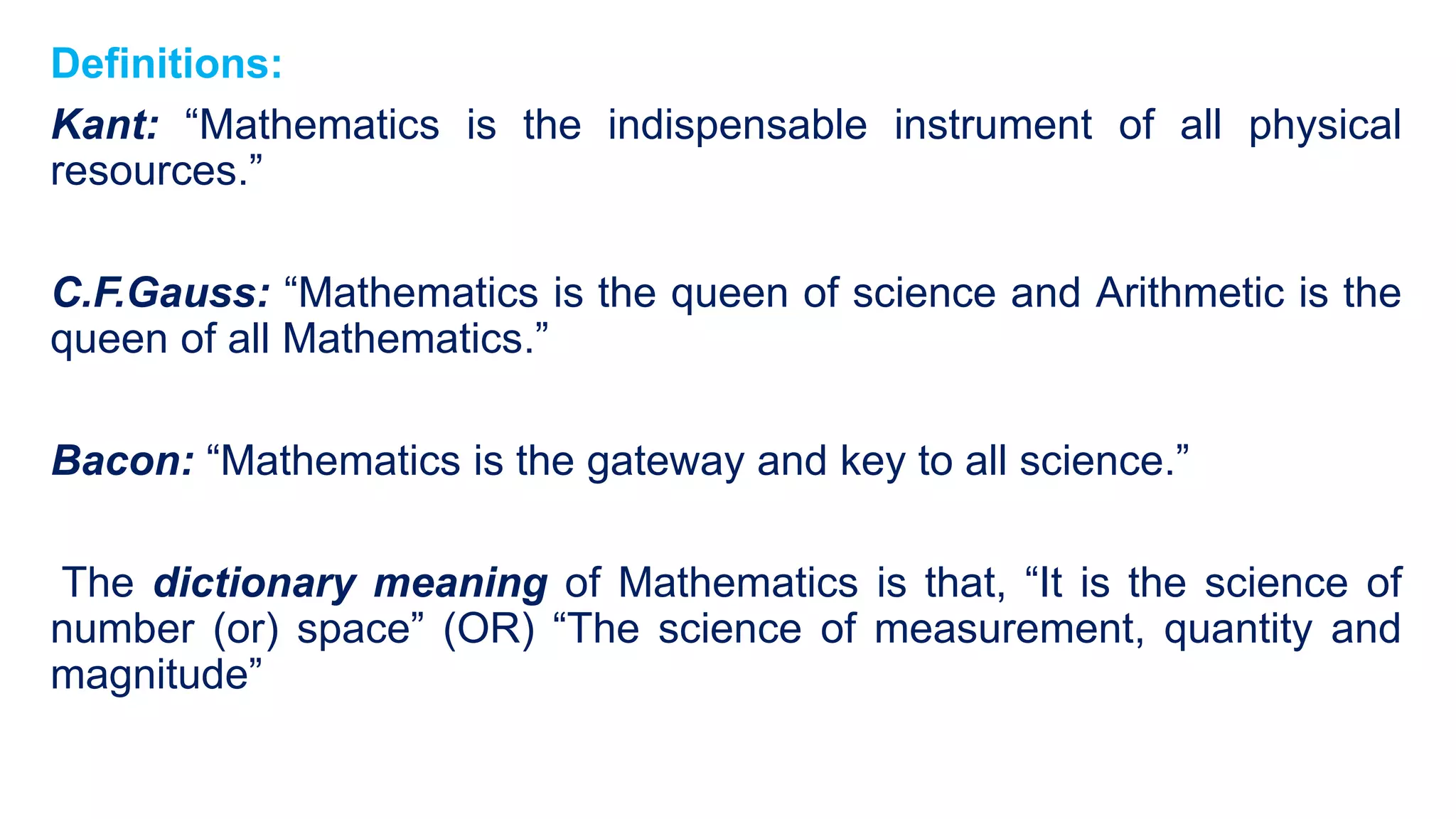 1 Teaching mathematics-introduction (meaning, nature & values) | PPTX